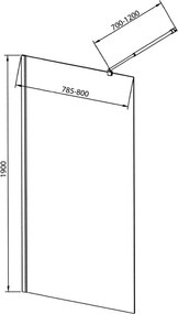 Aqualine Aqualine, WALK-IN stěna k instalaci na zeď se vzpěrou, jednodílná, 800 mm, čiré sklo, WI081
