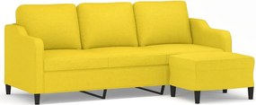 3místná pohovka s podnožkou světle žlutá 180 cm textil 3201140