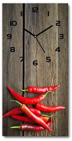 Wallmuralia Nástěnné hodiny tiché Chilli papričky 30x60 cm