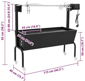 vidaXL Marketos Elektrický rožeň na grilování nerezová ocel