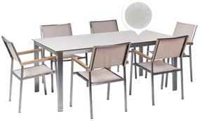 Zahradní jídelní souprava stolu a 6 židlí bílá/béžová COSOLETO/GROSSETO Beliani