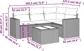 5dílná zahradní sedací souprava s poduškami béžová polyratan 3218908