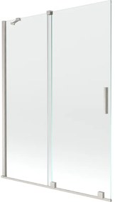 Mexen Velar, 2-křídlová posuvná vanová zástěna 130 x 150 cm, 8mm čiré sklo, broušená ocel, 896-130-000-01-97
