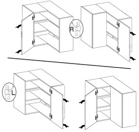 OLD STYLE | horní kuchyňská skříňka 60x60 GN-72 2F (90°) rohová s policemi | 60x60 cm | antracit/old style