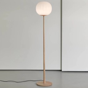 Luceplan Lita stojací lampa skleněné stínidlo 30 cm, jasan