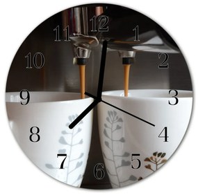 Nástenné skleněné hodiny Kávovar