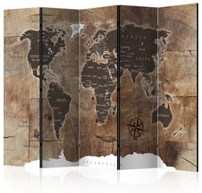 Paraván - Room divider - Map on the wood