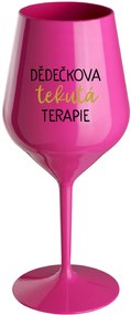 DĚDEČKOVA TEKUTÁ TERAPIE - růžová nerozbitná sklenice na víno 470 ml