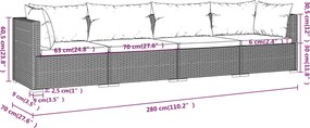 vidaXL 4dílná zahradní sedací souprava s poduškami polyratan [3101426] Barva: Hnědá a zelená