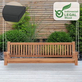 Houpací lavice Joyce s sedací polštář 200 cm + teak – tmavě šedá
