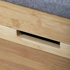 Vyklápěcí sedací botník masiv přírodní odstín šedá látka DR-N1014 GREY2