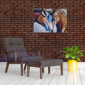 Skleněný obraz - Zamilovaní koně (70x50 cm)