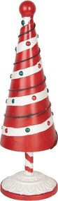 Bílo-červená kovová dekorace vánoční stromek Christmas Tree M - Ø 12*36 cm