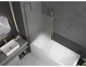 Mexen Next, vanová zástěna 1-křídlová 90 x 150 cm, fixní křídlo, 6 mm námraza sklo, zlatý profil, 895-090-000-00-30-50