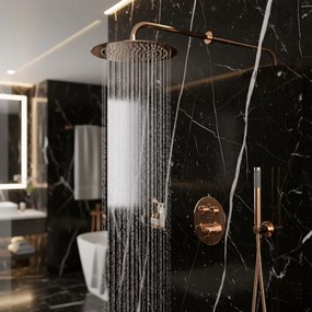 Sprchový komplet REA LUNGO DIAMOND + BOX s termostatickou podomítkovou baterií, měď lesk