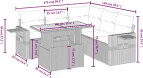 6dílná zahradní sedací souprava s poduškami béžová polyratan 3271752