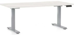 Výškově nastavitelný stůl OfficeTech D, 160 x 80 cm, šedá podnož, bílý jasan