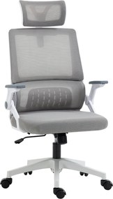 Ergonomická kancelářská židle Vinsetto, kancelářská židle s nastavitelnou opěrkou hlavy, počítačová židle s otočnou funkcí a houpáním, s bederní oporo