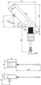 Deante Sense, bezdotyková umyvadlová baterie s regulací teploty, napájení 230/6V, černá matná, DEA-BQR_N29V