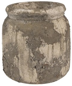 Dekorativní béžovo-šedý antik terakotový květináč Teracci M - Ø 14*13 cm