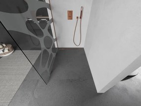 Mexen Kioto L, sprchová zástěna Walk-In 100 x 200 cm, 8mm čiré sklo bílý vzor, ​​měděný matný profil, 800-100-103-65-85
