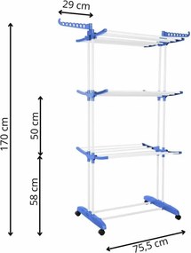 Vertikální sušák na prádlo SPRINGOS MIXER bílo-modrý