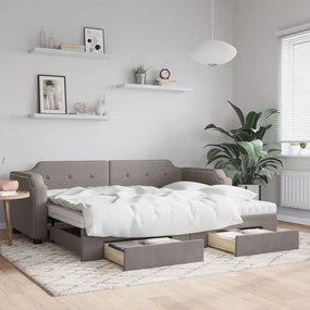 Válenda s přistýlkou a zásuvkami taupe 80 x 200 cm textil 3197686