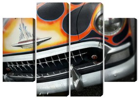 Vícedílný obraz Historické Auto S Plameny Nedostatek Nedostatek Přírodní plátno 120x90