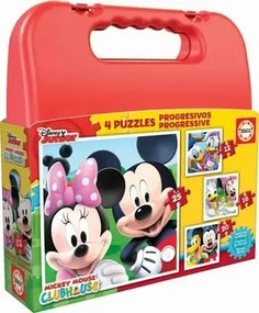 EDUCA Puzzle v kufříku Mickey Mouse a kamarádi 4v1 / (12  16  20  25 d