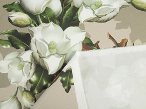 Biante Dekorační závěs TF-063 Květy gardénie na hnědobéžovém 140x160 cm