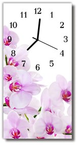 Skleněné hodiny vertikální Květy Fialové orchideje