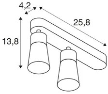 SLV 1008312 Puri 2.0 Cone, černé nástěnné/stropní svítidlo 2xGU10 s asymetrickou základnou, délka 25,8cm