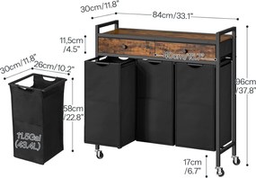 Koš na prádlo Vasagle Boro 130,2 L černý/hnědý
