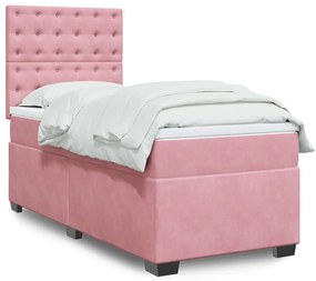 Box spring postel s matrací růžová 80 x 200 cm samet 3293079