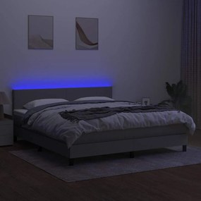 Box spring postel s matrací a LED světle šedá 180x200 cm textil 3133013