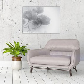 Skleněný obraz květin v šedých odstínech (70x50 cm)