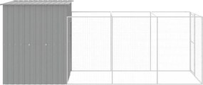 Psí bouda s výběhem světle šedá 165x455x181 cm pozinkovaná ocel 3189104