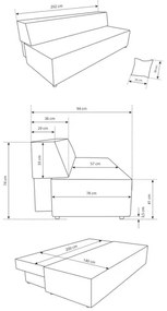 Rozkládací třímístná pohovka s úložným prostorem TERAMO béžová