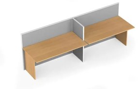 Rovný kancelářský stůl PRIMO s paravanem, 2 místa, nástěnka, bříza