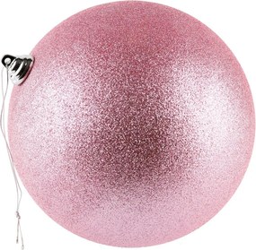 Velká vánoční ozdoba růžová glitter 30 cm plastová koule