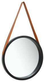 Nástěnné zrcadlo s popruhem 50 cm černé 320367