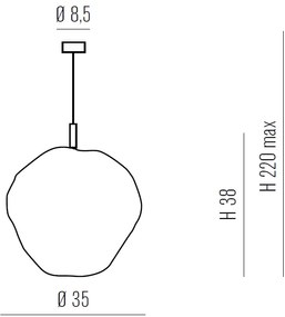 Metal Lux 274.535.01 Saxa, závěsé svítidlo z čirého skla, 1xE27, průměr 35cm
