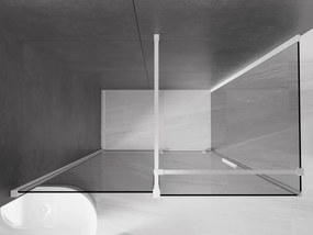 Mexen Velar, sprchový kout s posuvnými dveřmi 130 x 75 cm, 8mm šedé sklo, bílá matná, 871-130-075-41-20