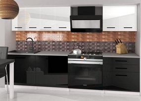 Kuchyňská linka Belini 180 cm bílý lesk / černý lesk
s pracovní deskou Sonik2
