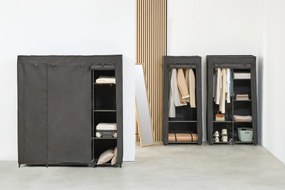 Textilní šatní skříň DRESSY s policí, 88 x 45 x 165 cm - černý