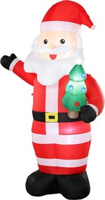 Outsunny Nafukovací Santa Claus, 243 cm, s jasným LED světlem, vánoční dekorace pro vnitřní i venkovní použití, červená
