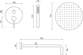 Sprchový komplet REA LUNGO + BOX s podomítkovou baterií, černý