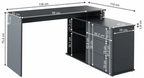 Kondela Univerzální rohový PC stůl, grafit, TERINO