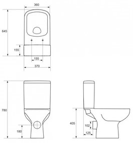 Cersanit COLOUR - WC kombi+sedátko soft close, horizontální odpad, bílá, K103-027