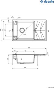 Deante Dřez Magnetic s odkapávačem, granit  - ZRM N113 černý